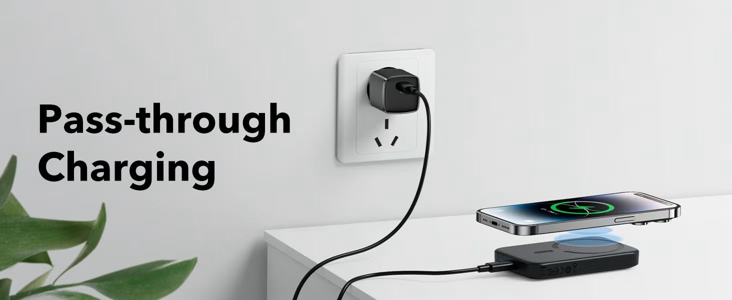 Arqoob - Baseus 6000mAh Magnetic Mini Air 15W Wireless Power Bank With PD 20W Type-C Port - Black