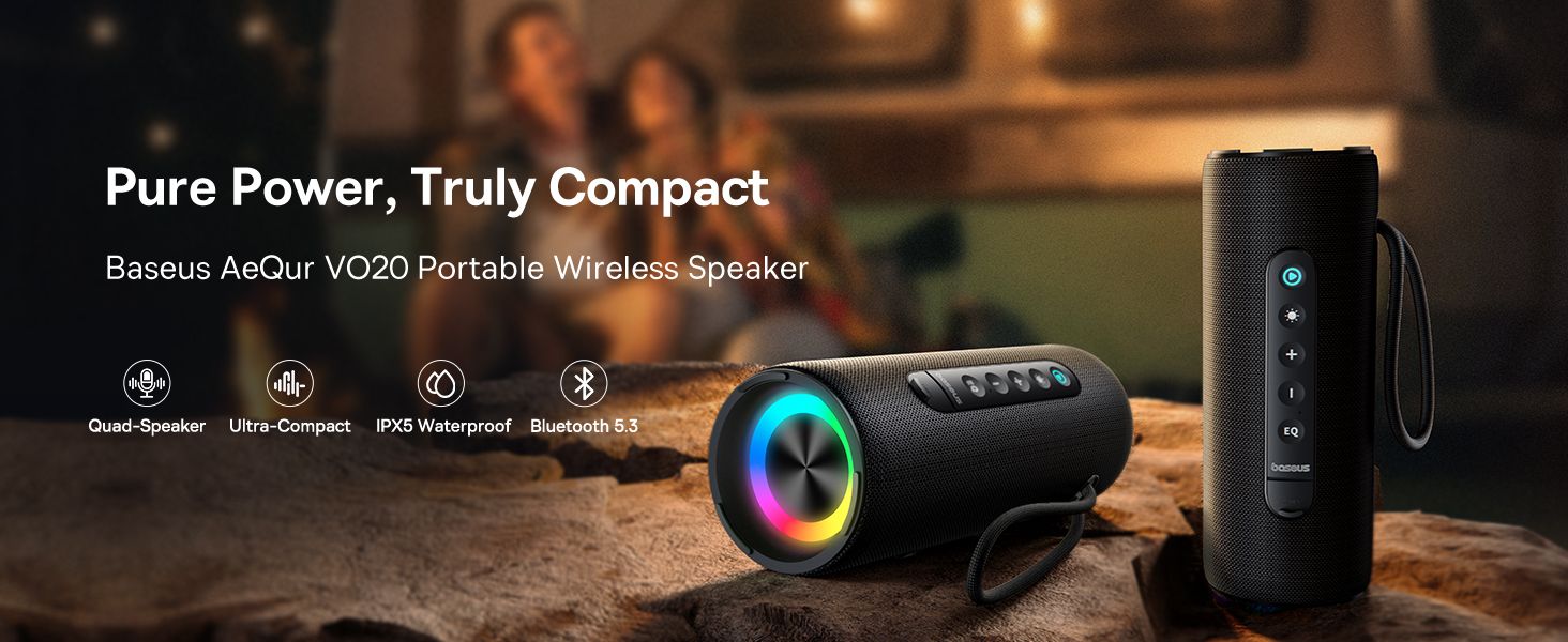 Baseus AeQur Series VO20 Bluetooth Speaker with Ambient RGB Light | BT ...