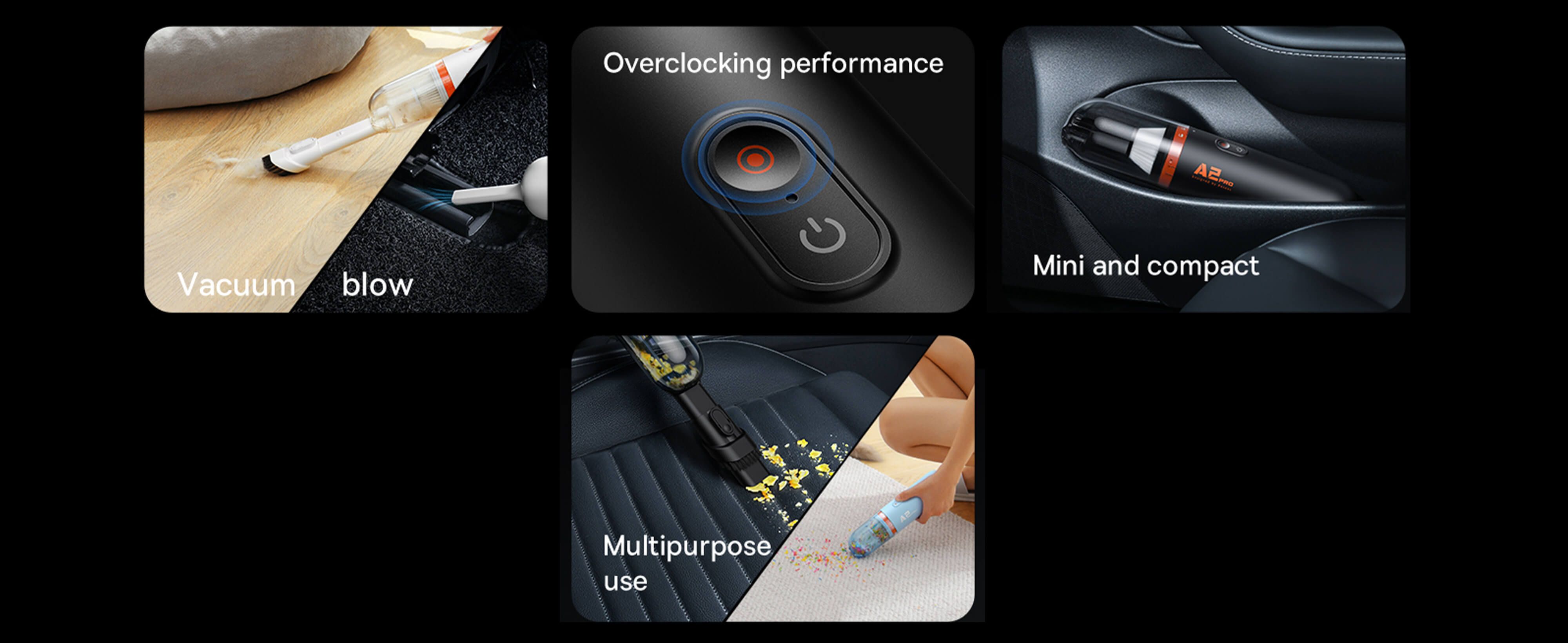 Baseus A2Pro Car Vacuum Cleaner - 6000PA Powerful Suction, Cordless & USB-C Rechargeable ...
