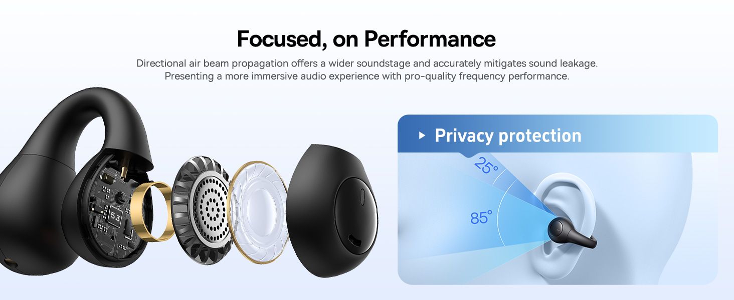 Baseus AirGo AS01 Open Ear Clip On Wireless Earbuds for Sports - Black