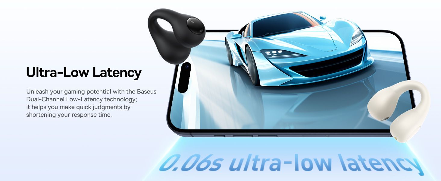 Baseus AirGo AS01 Open Ear Clip On Wireless Earbuds for Sports - Black