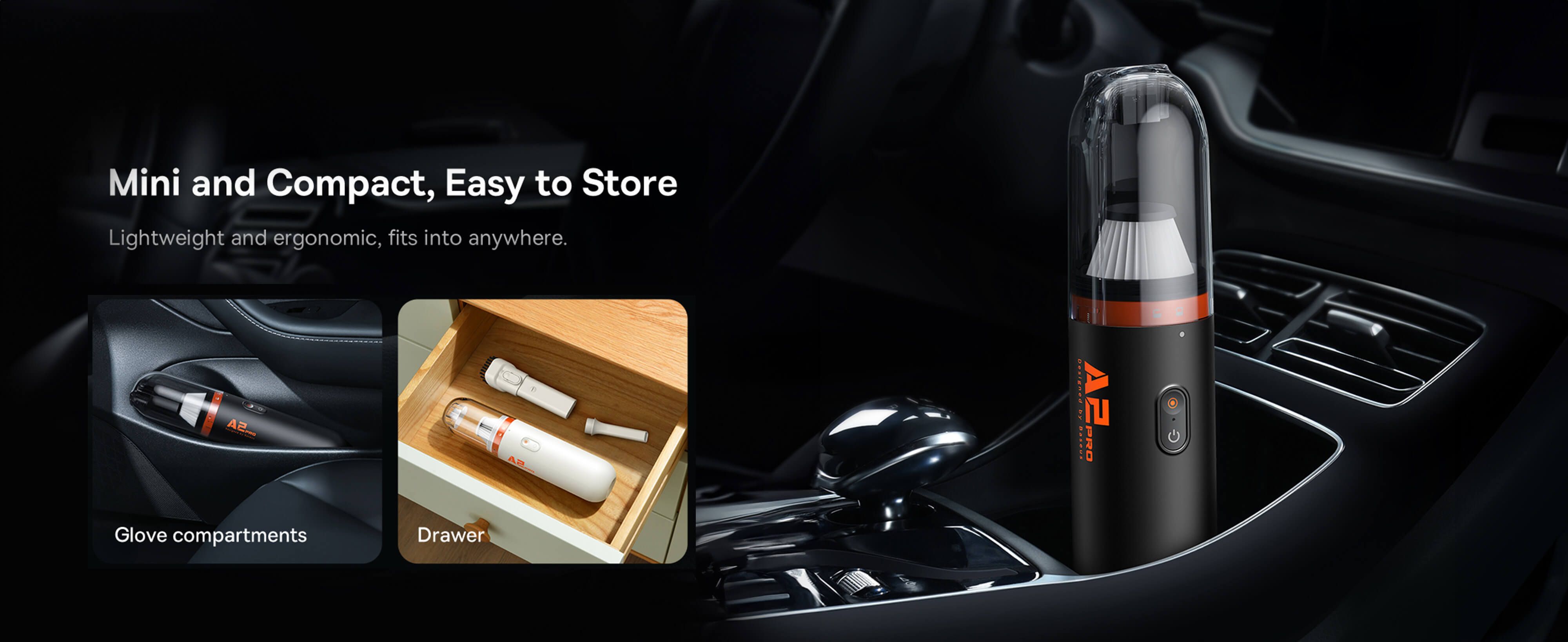 Baseus A2Pro Car Vacuum Cleaner - 6000PA Powerful Suction, Cordless & USB-C Rechargeable ...